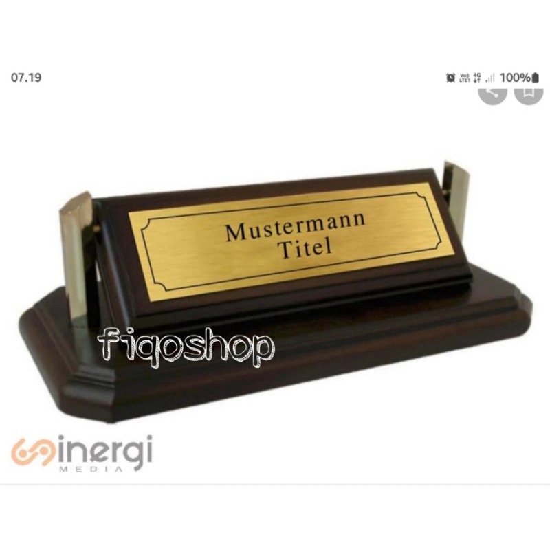Jual Papan Nama Meja Minimalis Kombinasi Kuningan Kayu Jati Furniture ...