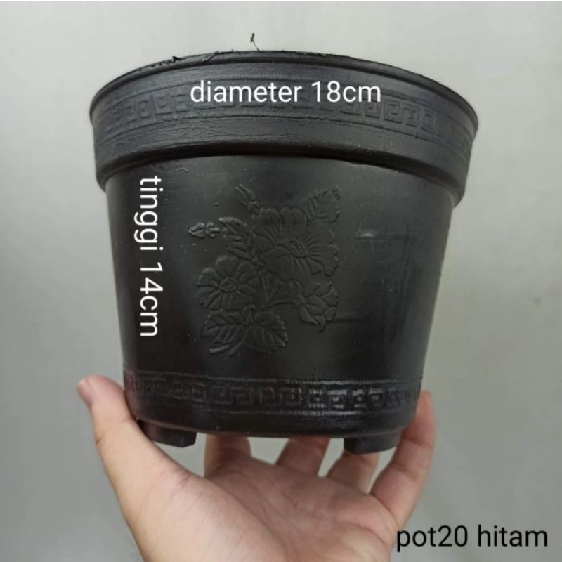 Jual Pot bunga hitam 20/pot tanaman hitam 20 diameter 18cm | Shopee ...