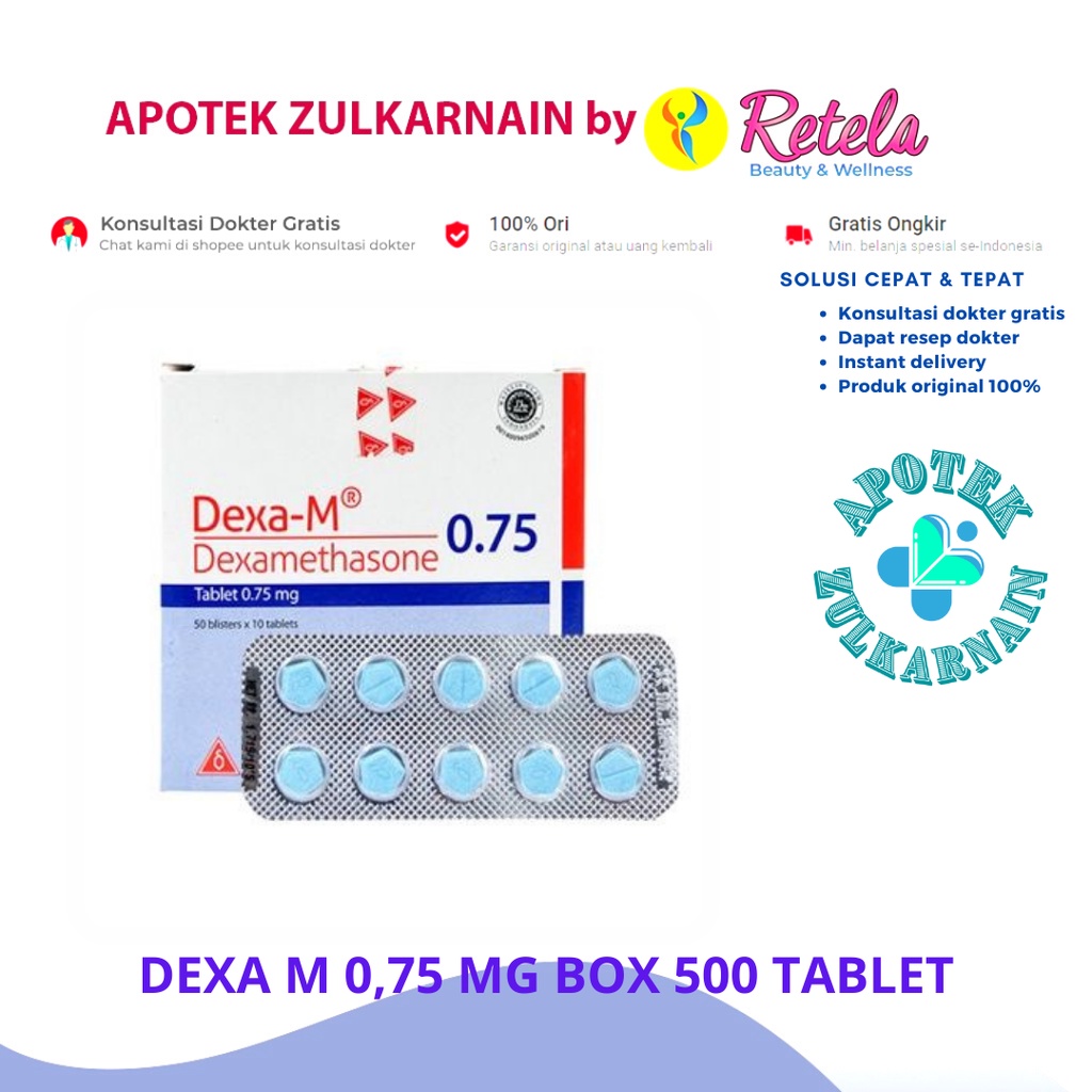 Jual DEXA M 0,75 MG BOX 500 TABLET Dexamethasone Dexametason | Shopee Indonesia