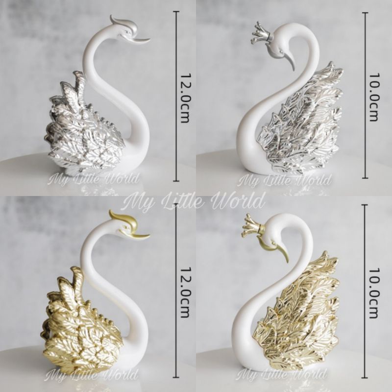 Jual Topper Angsa White Swan Gold Silver Dekorasi Cake Aesthetic Hiasan ...