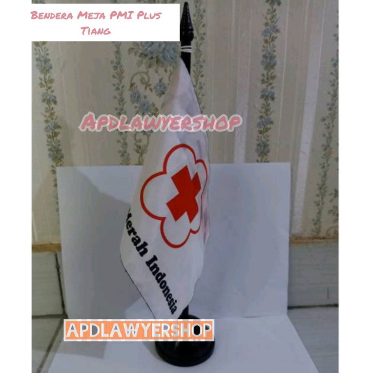 Jual Bendera Meja PMI Palang Merah Indonesia Plus Tiang Kayu Kwalitas ...
