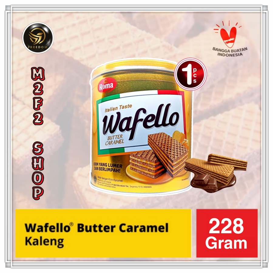 Jual Roma Wafer Wafello Butter Caramel Kaleng - 228 gr (Kemasan Satuan ...