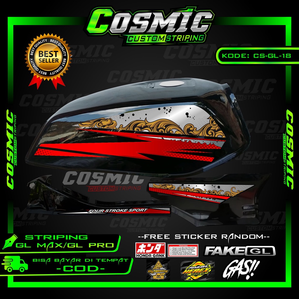 Jual Sticker GL MAX Striping Decal Motor Gl pro Variasi list Sticker ...