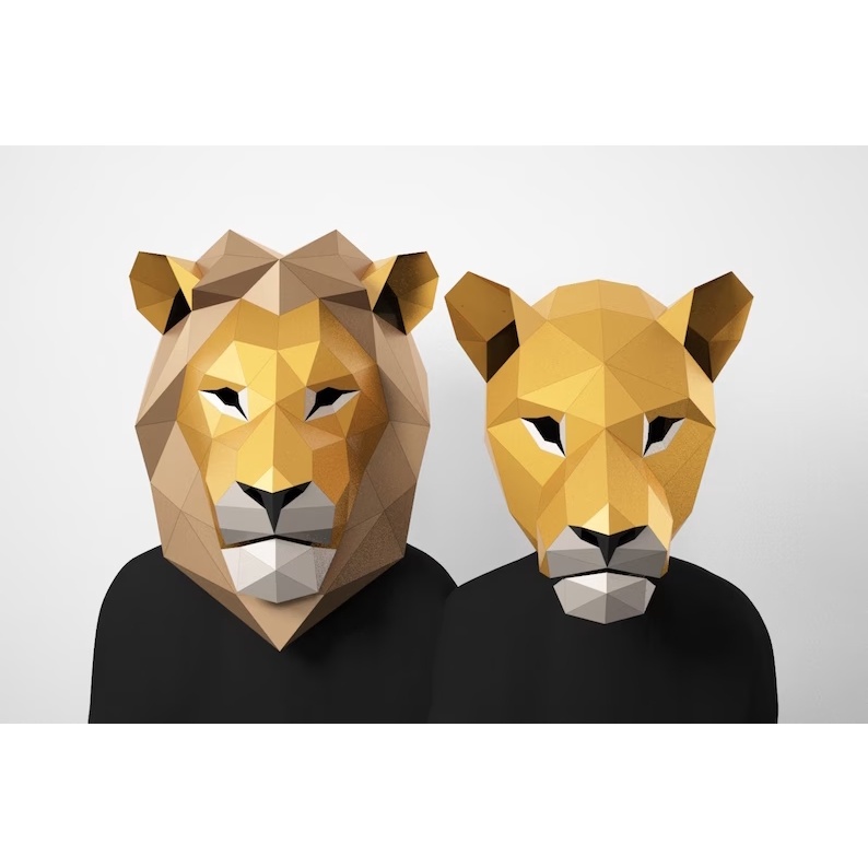 Jual Papercraft Topeng Singa Lion Mask Premium 3D Unik Acara Pesta ...