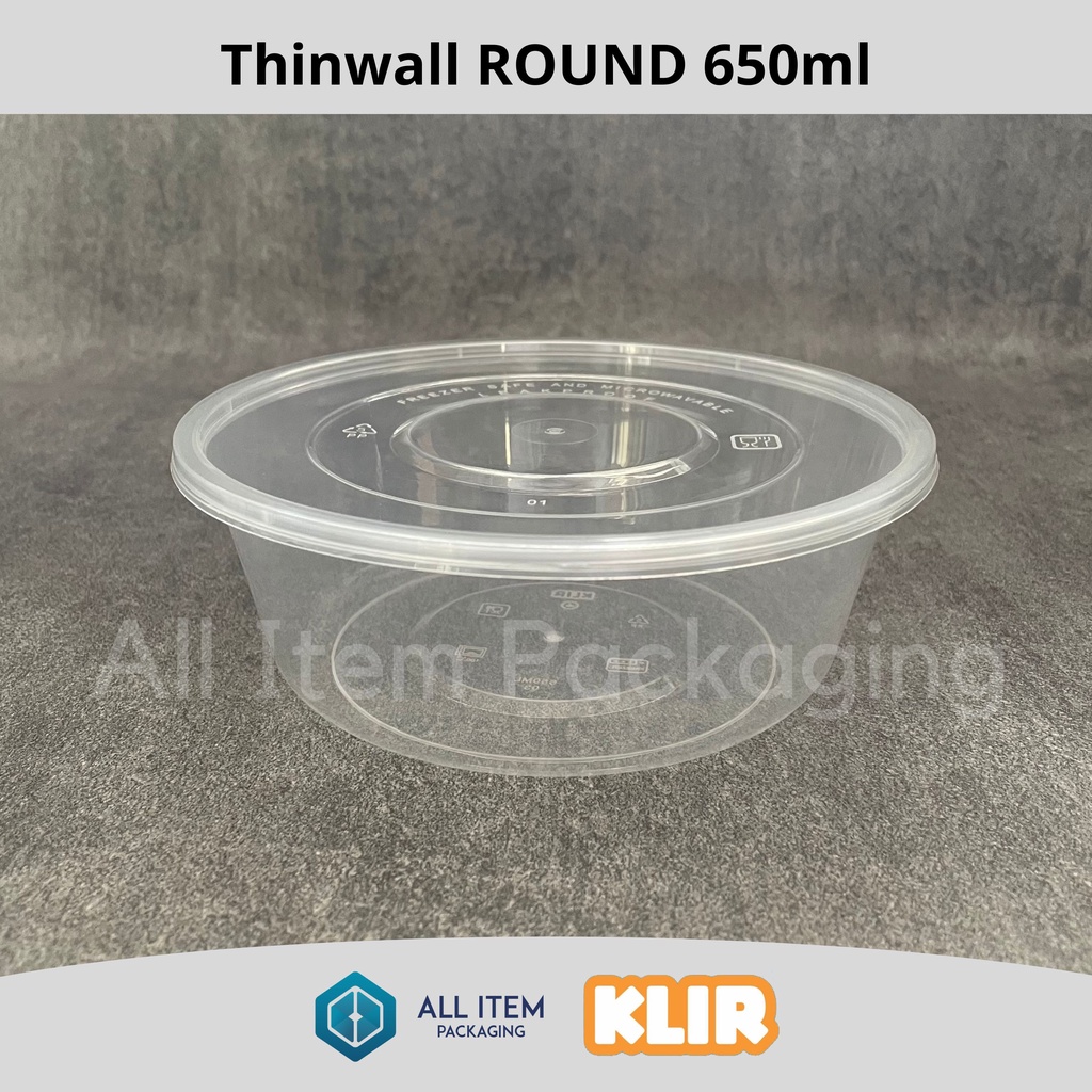 Jual Thinwall KLIR ROUND 650ml / ROUND BOWL / Mangkok Datar Plastik @25 Pcs | Shopee Indonesia
