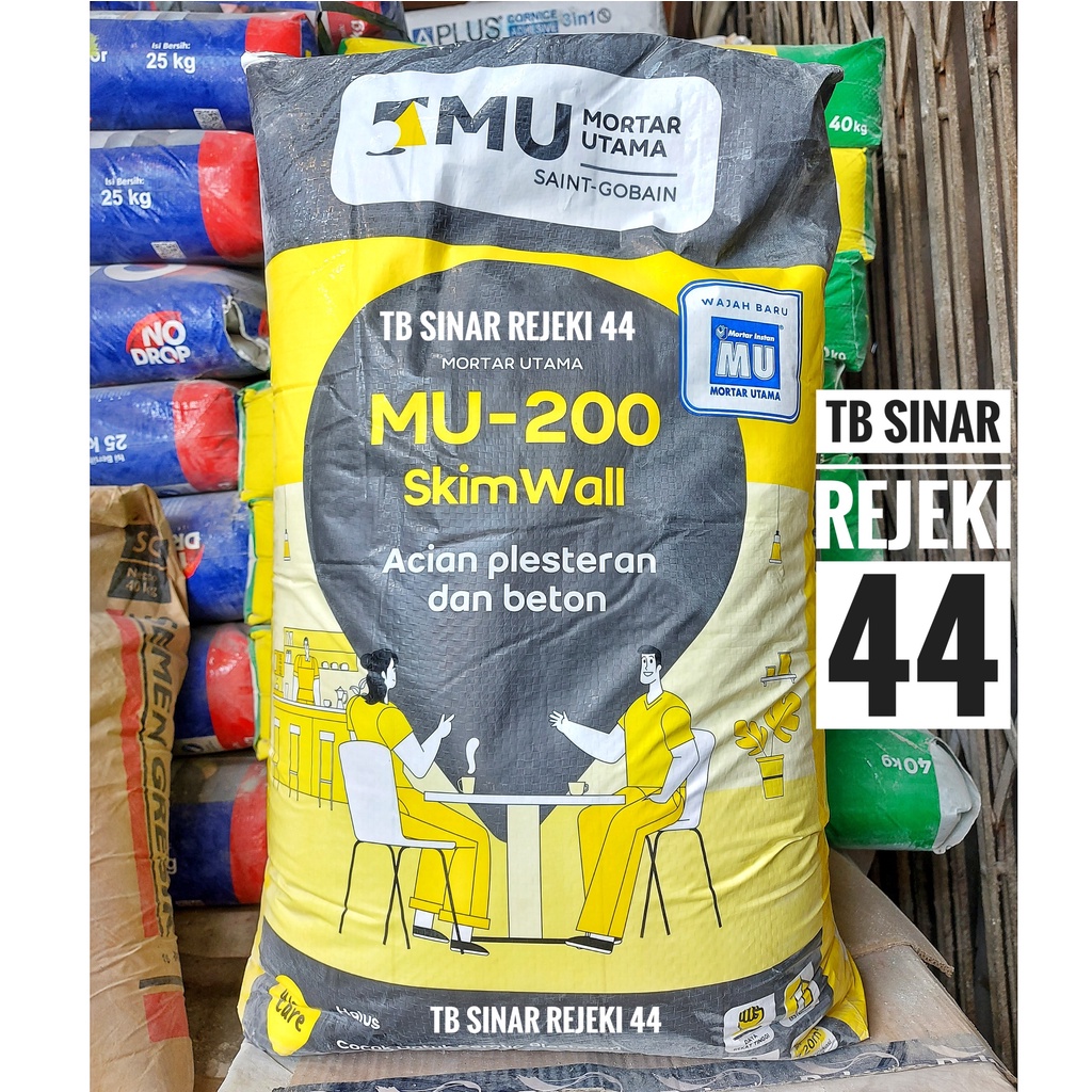 Jual MU 200 Mortar Utama Semen Instant SKIMWALL Acian Abu Abu Plesteran ...