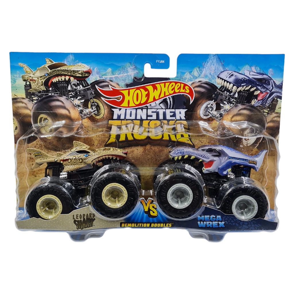 Jual Hot Wheels Monster Trucks Doubles - Leopard Shark vs Mega Wrex | Shopee Indonesia
