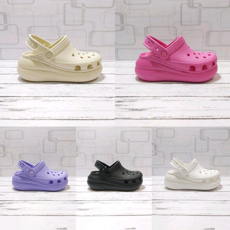 Jual TERMURAH Sendal Crocs Classic Crush Clogs Wedges Women / Wedge / Clog / Classics Bae Slide ...