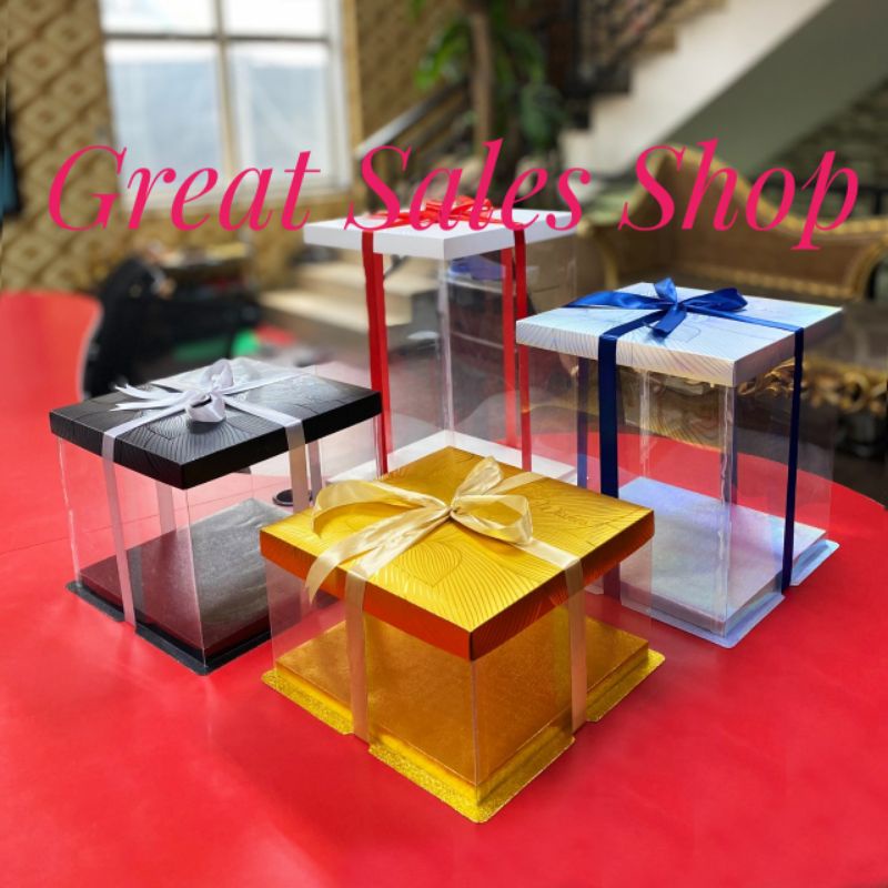 Jual Kotak kue transparan cake box mica dus kue P30 x L30 cm | Shopee ...