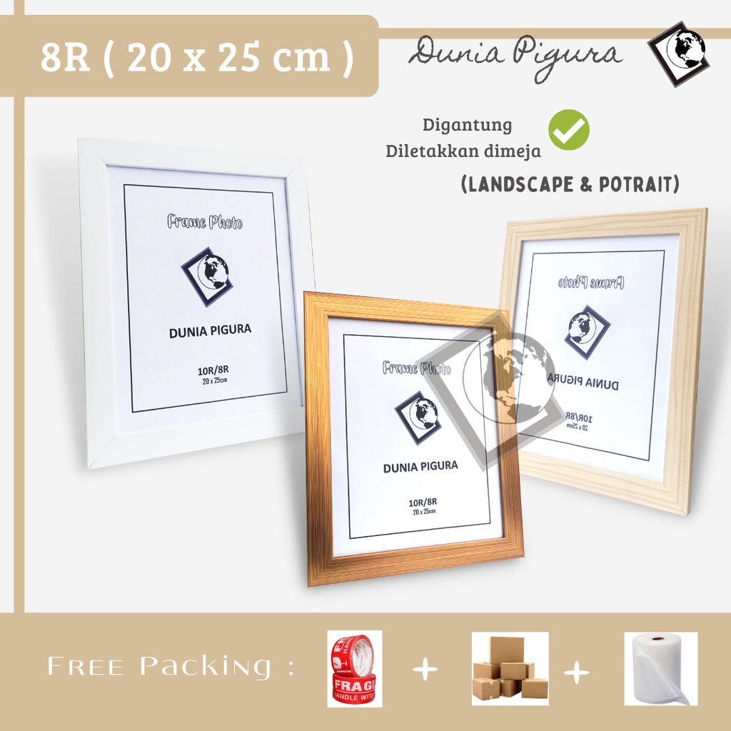 Jual Bingkai Foto 8R (20 x 25cm) GROSIR PAKAI KACA / Frame Foto / Pigura photo minimalis / Photo ...