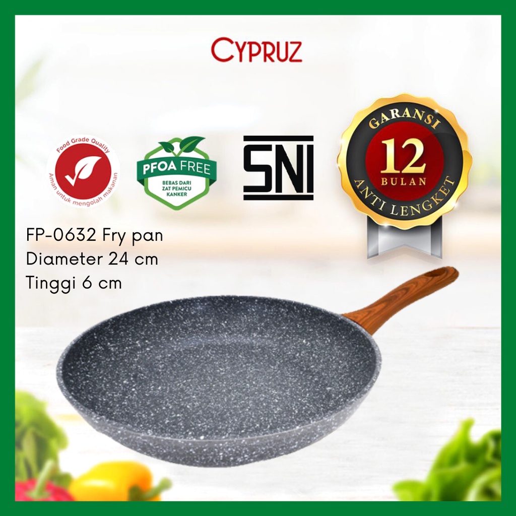 Jual cypruz fry pan marble 24 cm FP-0632 wajan anti lengket | Shopee Indonesia