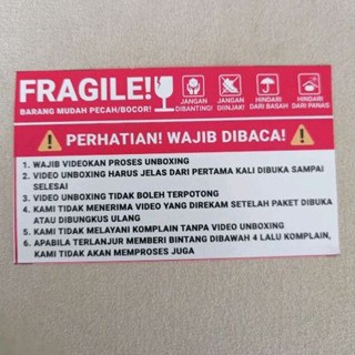 Jual Sticker Fragile (10pcs) - Label Resi Wajib Unboxing - Packing ...