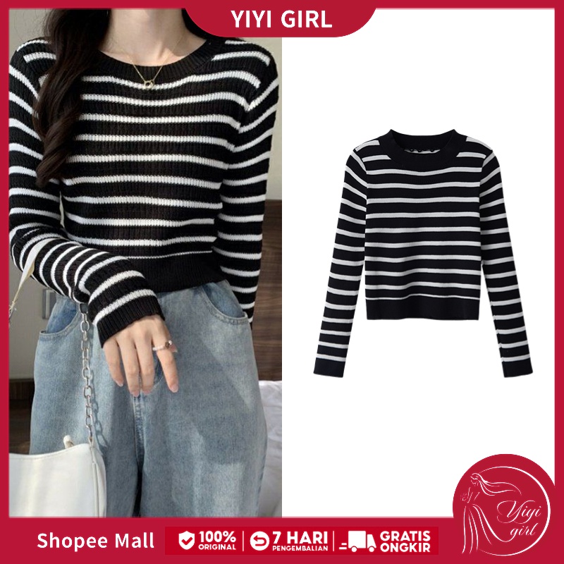 Jual YIYI GIRL Sweater Crewneck Wanita Rajut Premium Lengan Panjang | Shopee Indonesia
