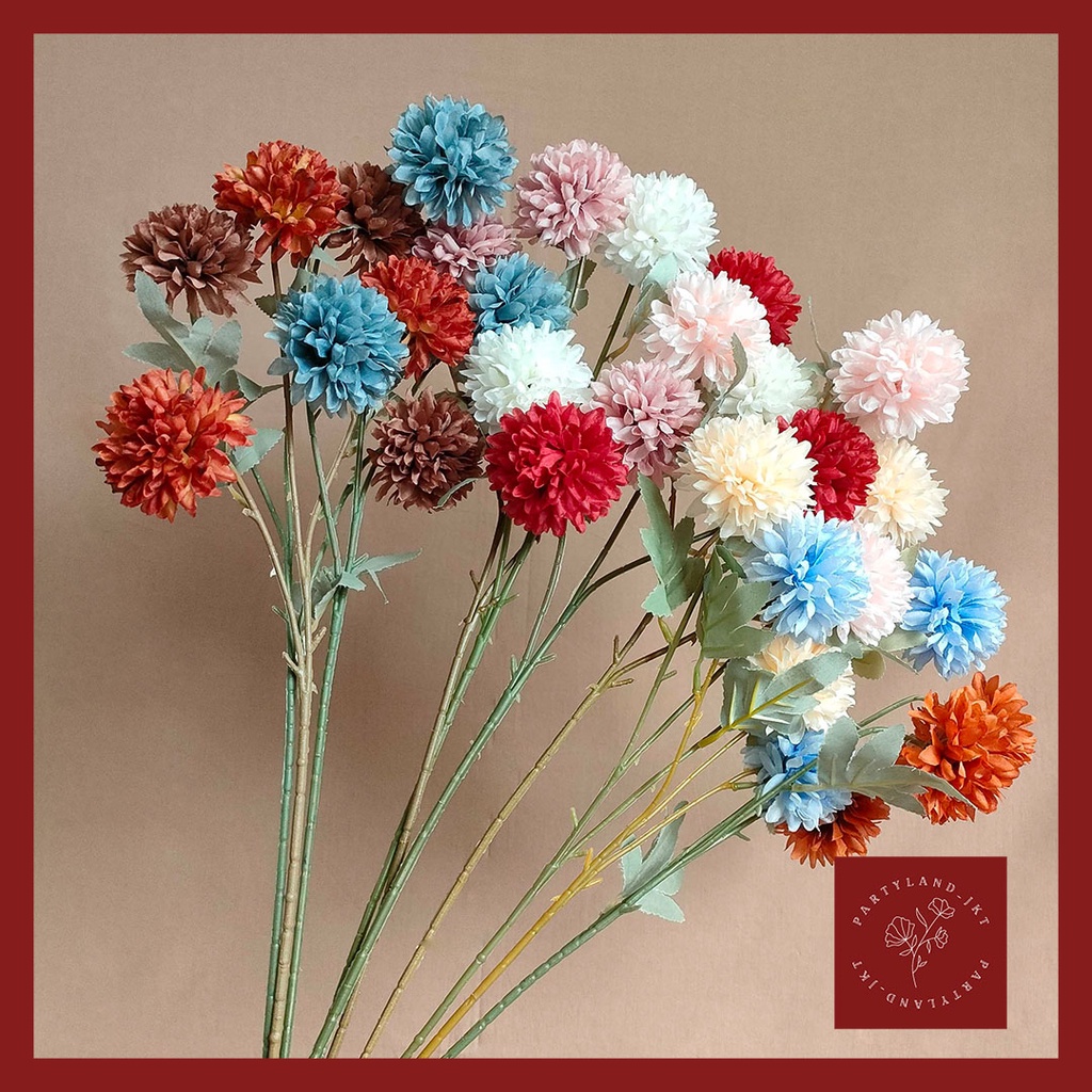 Jual Artificial Flower Snow PomPom Bunga Pingpong 3 Cabang Bunga Palsu ...