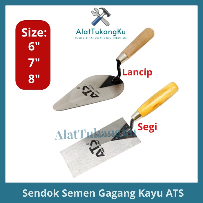 Jual ATS Sendok Semen 6" 7" 8" inch SEGI LANCIP GAGANG KAYU Skop Sekop ...