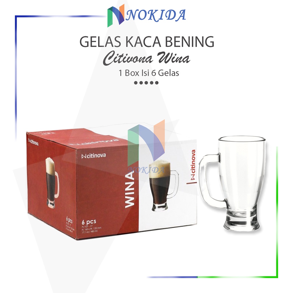 Jual Nokida Gelas Besar Transparat [6 Pcs] / 1 Set Gelas Kaca Bening ...