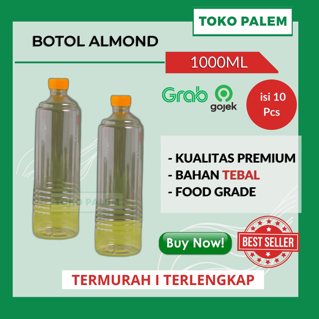 Jual Botol Plastik Almond 1000ml / Yogurt / Zamzam / Susu / jamu ...
