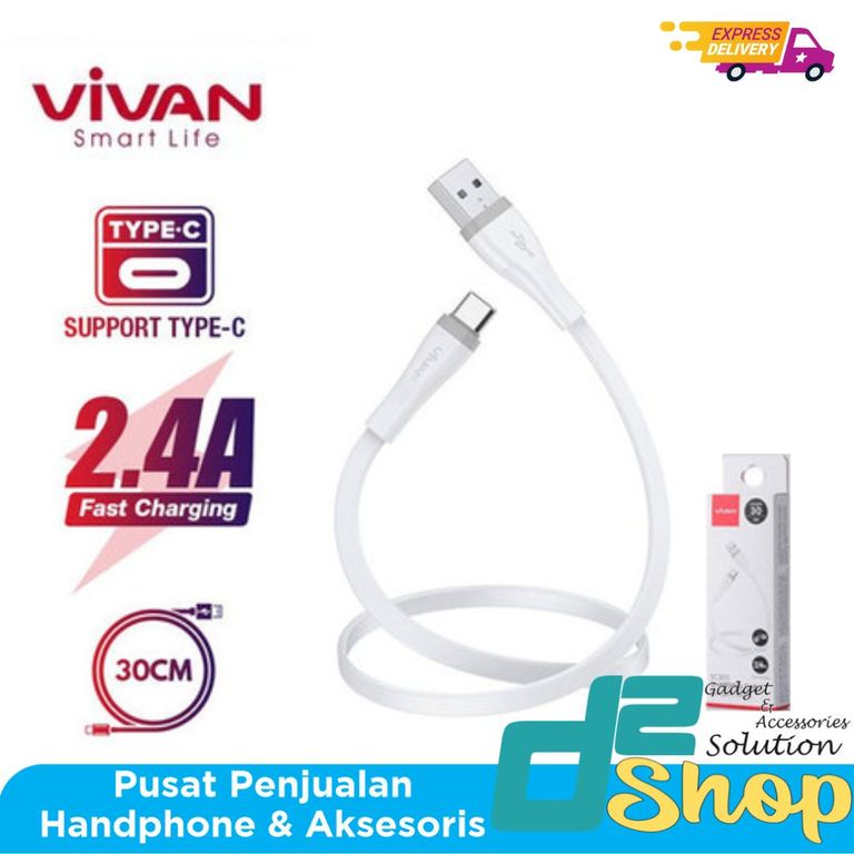 Jual Vivan Kabel Data SC30S Cable Data USB Type-C 30 Cm Fast Charging 2 ...