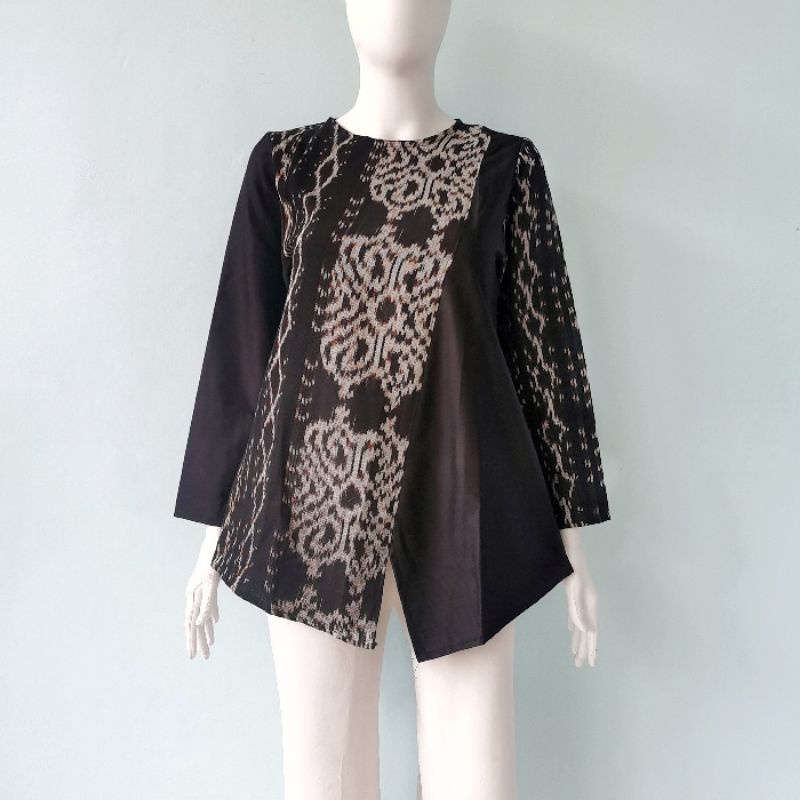Jual Shanaya Baju Batik Wanita Blus Tenun Nagami Kombinasi Batik Tenun Kombinasi Toyobo dengan ...