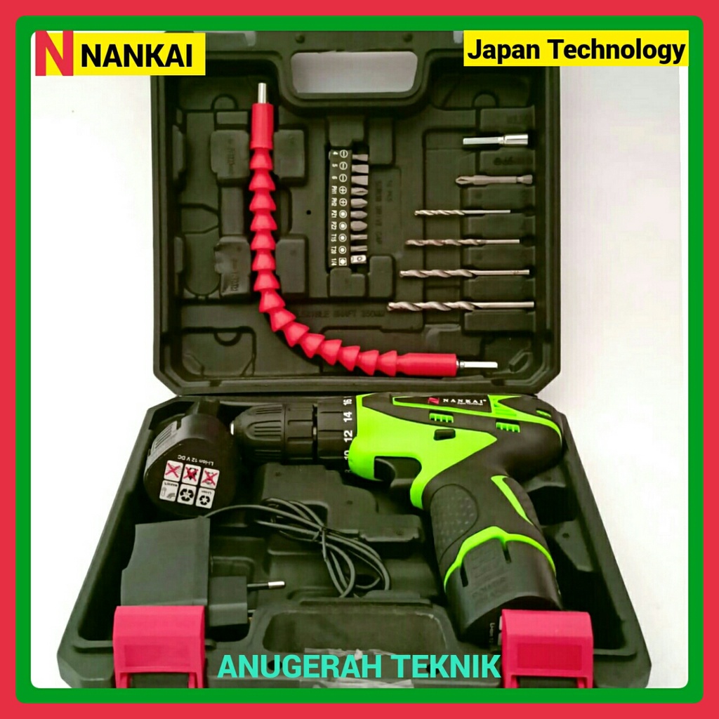 Jual Mesin Bor Cordless Nankai 12 V / Bor Cordless Nankai Charger 12 V ...