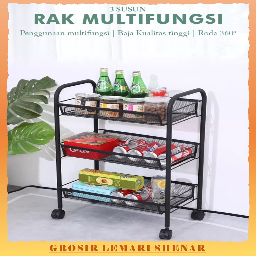 Jual Rak Dorong 3 Susun Olive Rack Penyimpanan Makanan Troli Lantai ...