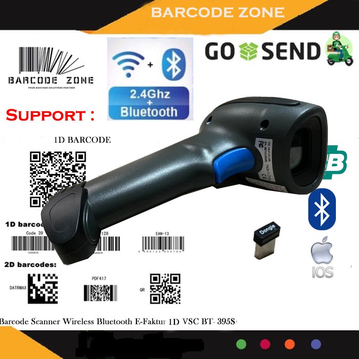 Jual Barcode Scanner Wireless Bluetooth VSC BT-395S (BLUETOOTH+2.4G REC ...