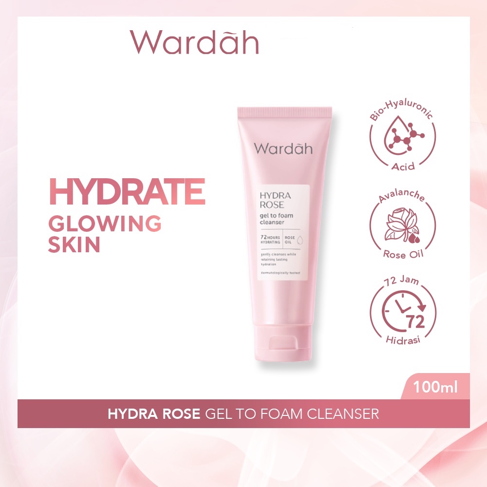 Jual Wardah Hydra Rose Gel to Foam Cleanser 100 ml - Pembersih Wajah ...