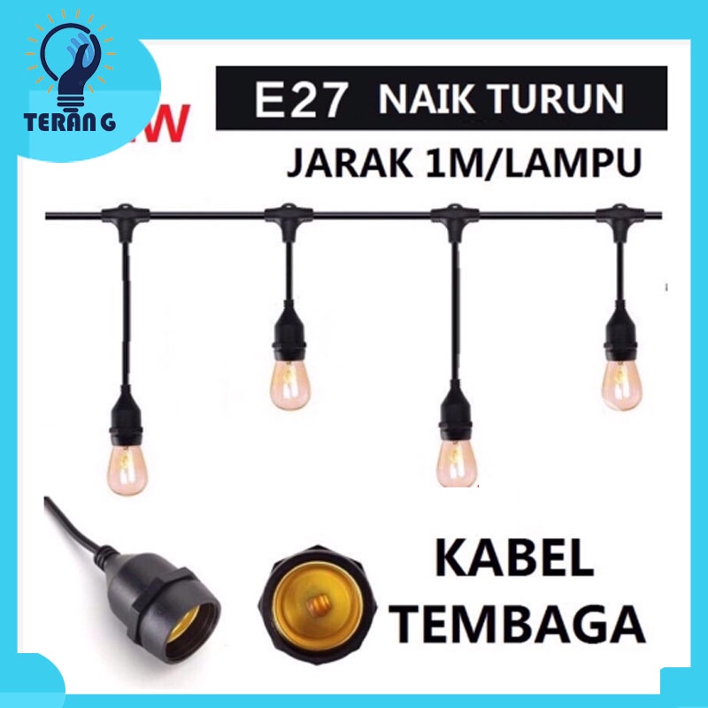 Jual KABEL FITTING LAMPU GANTUNG E27 10 METER 10 FITTING OUTDOOR TAMAN ...