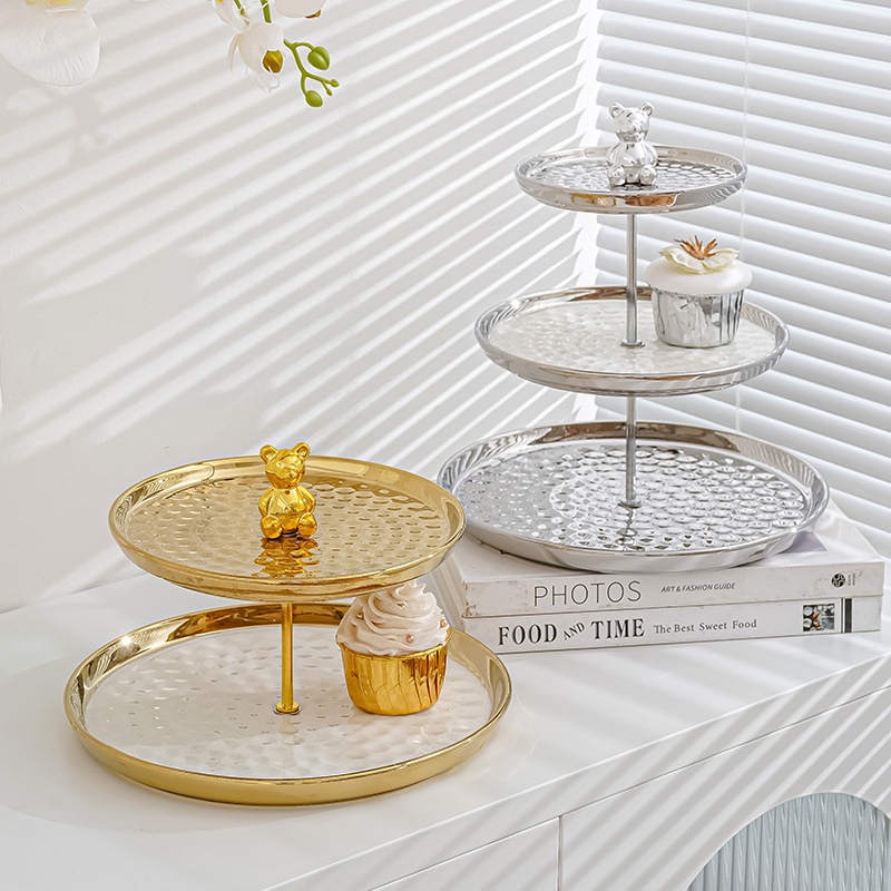 Jual [Casa De Luxo] Piring Kue Tingkat Keramik Berbagai Warna emas silver berbentuk bulat totol ...