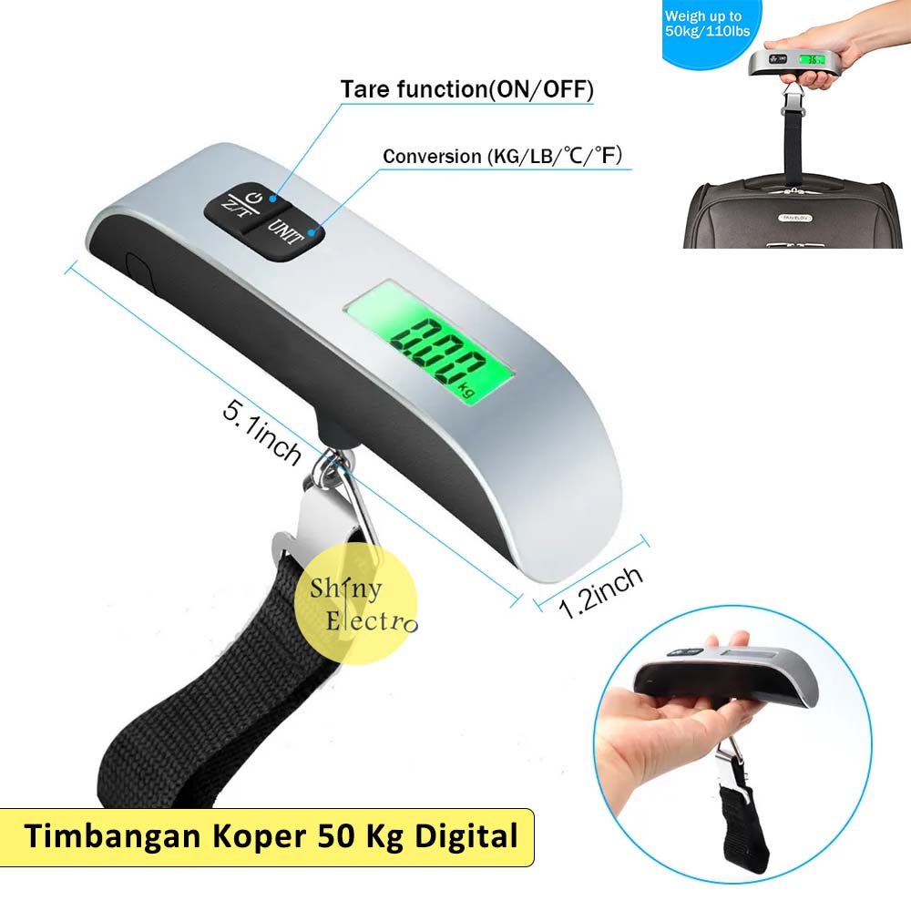 Jual Timbangan Gantung Tas Bagasi Koper Travel Digital 50kg Silver Luggage Scale ( Gratis ...