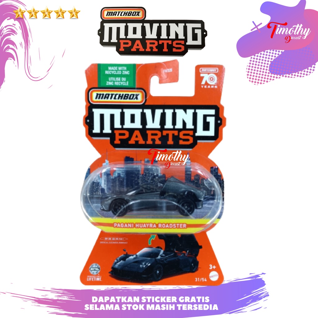 Jual Matchbox Moving Parts Pagani Huayra Roadster Hitam Anniv 70Th ...