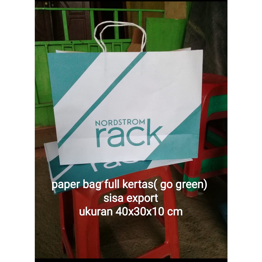 Jual shopping bag nordstorm rack 40 x 30 x 14.5 cm go green sisa export ...