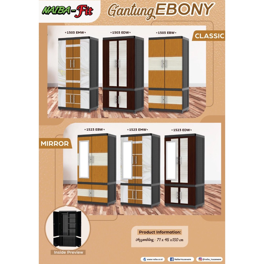 Jual LEMARI PAKAIAN NAIBA FIT GANTUNG 1523 KACA | Shopee Indonesia