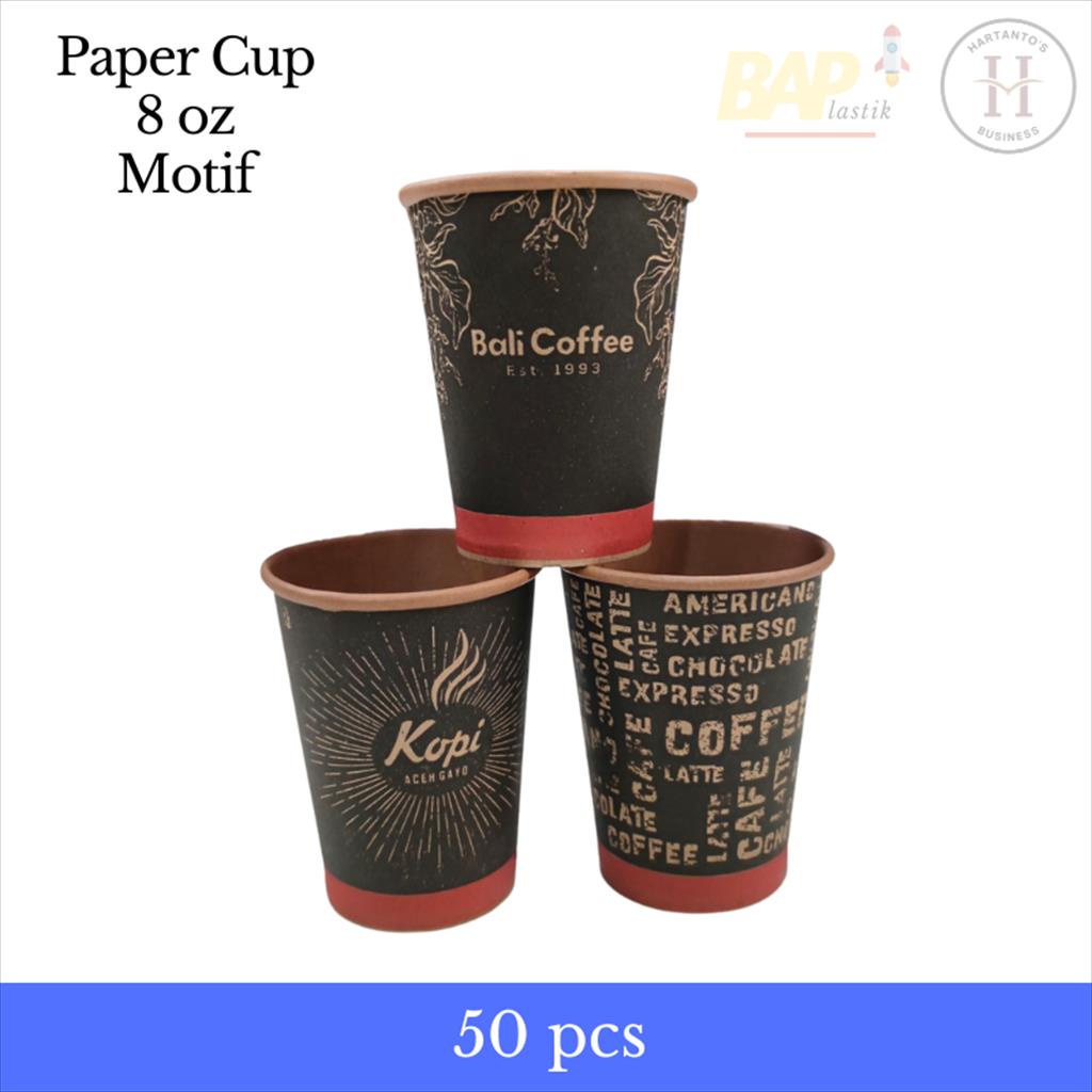 Jual TP Paper Cup Kraft 8 oz MOTIF Gelas Kertas Sekali Pakai Gelas Kopi | Shopee Indonesia