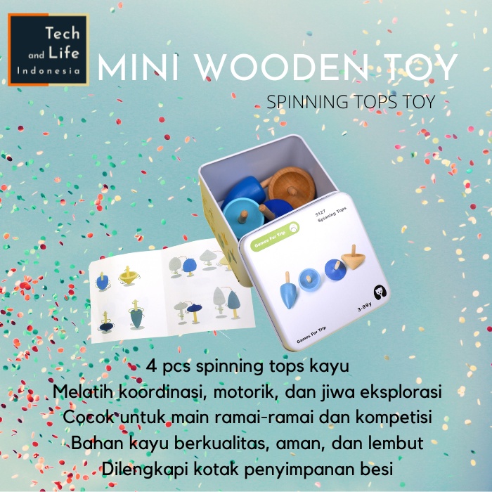 Jual Mainan Edukasi Anak Montessori Kayu Spinning Tops Toy Mini Family ...