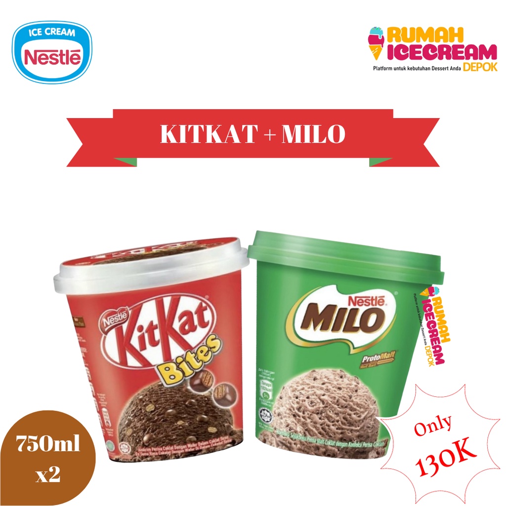 Jual Ice Cream Nestle Mix / KitKat Tub + Milo Tub 750ml | Shopee Indonesia