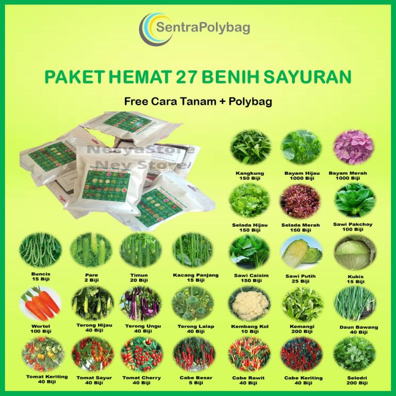 Jual Paket Benih 27 Jenis Sayur Paket Lengkap Benih Sayuran Premium - Benih Sayur | Shopee Indonesia