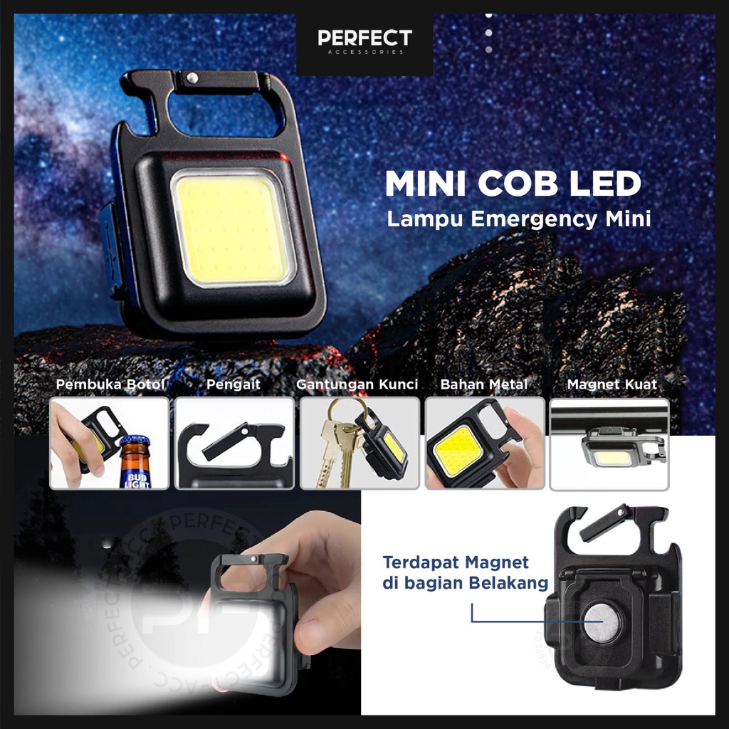 Jual Lampu Led COB Mini Gantungan kunci Serbaguna Keychain Light Besi ...