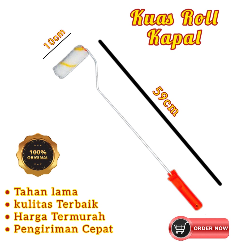 Jual Kuas Roll Kapal 4" 10cm Cat Sudut Gagang Panjang Bulu Halus ...