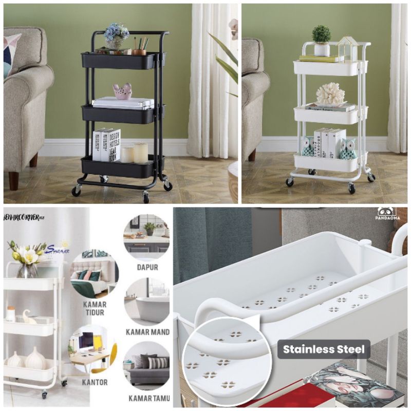 Jual RAK DORONG RODA / RAK TROLI 4 SUSUN BESI SERBAGUNA | Shopee Indonesia