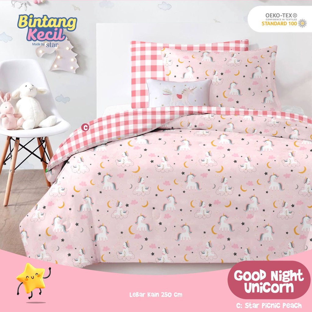 Jual KONICO Bahan Kain Sprei katun Motif tabur Anak GOOD NIGHT UNICORN | ELBHE STAR CATRA GROW ...