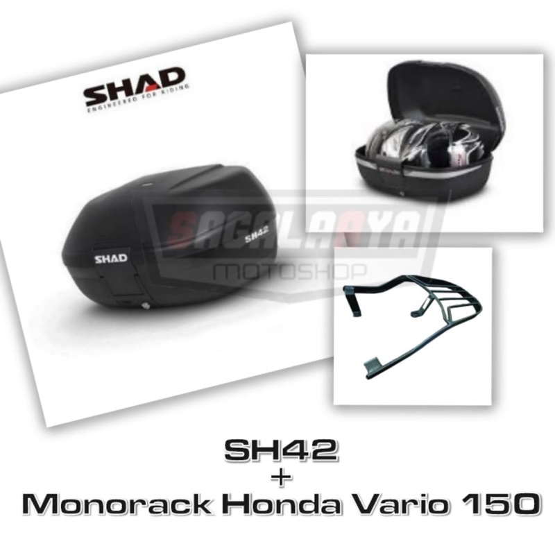 Jual Box SHAD SH42+Monorack Honda Vario 150 Bracket Box Gpsport bracket ...