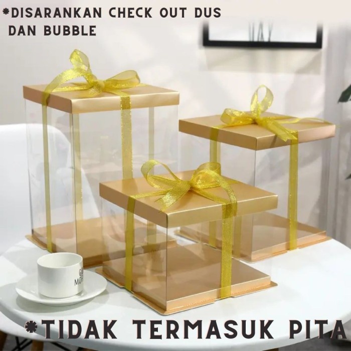 Jual KOTAK HADIAH KOTAK DISPLAY AETHETIC GOLDEN CAKE BOX MIKA KOTAK ...