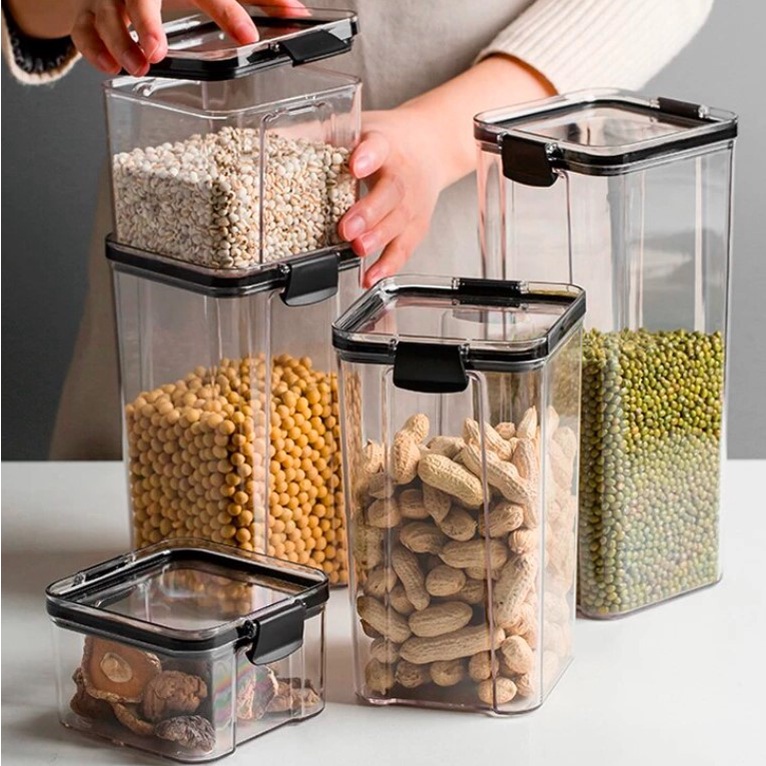 Jual Toples Kotak Snack Kedap Udara Penyimpanan Bening Cereal Kontainer ...