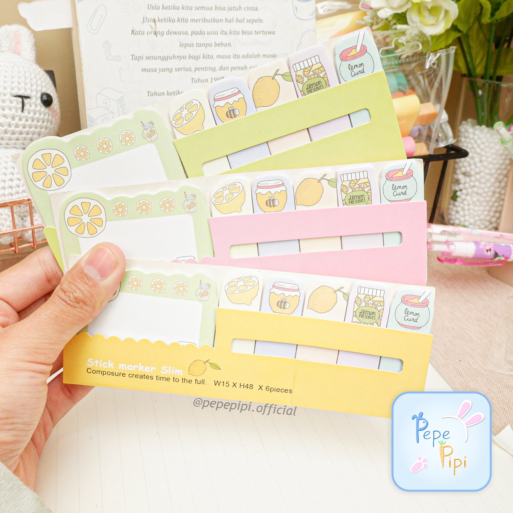 Jual Sticky Notes Kotak + Strip Buah Lemon Drink Sticky Note Kotak ...