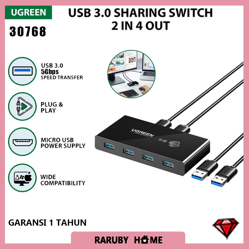 Jual Ugreen Usb 2 0 3 0 Sharing Switch 2 Computers 4 Ports Usb