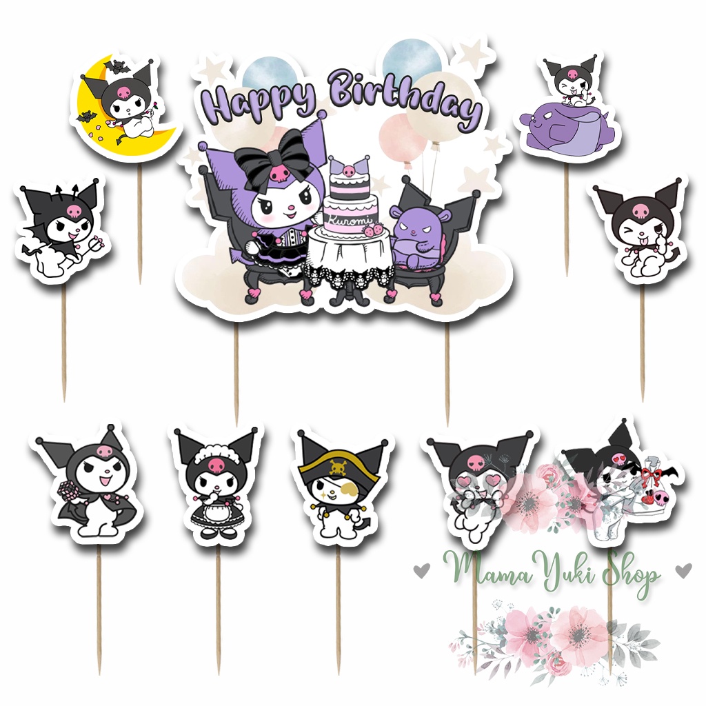 Jual Topper Cake Hiasan Kue Ulang Tahun Anak motif KUROMI | Shopee ...