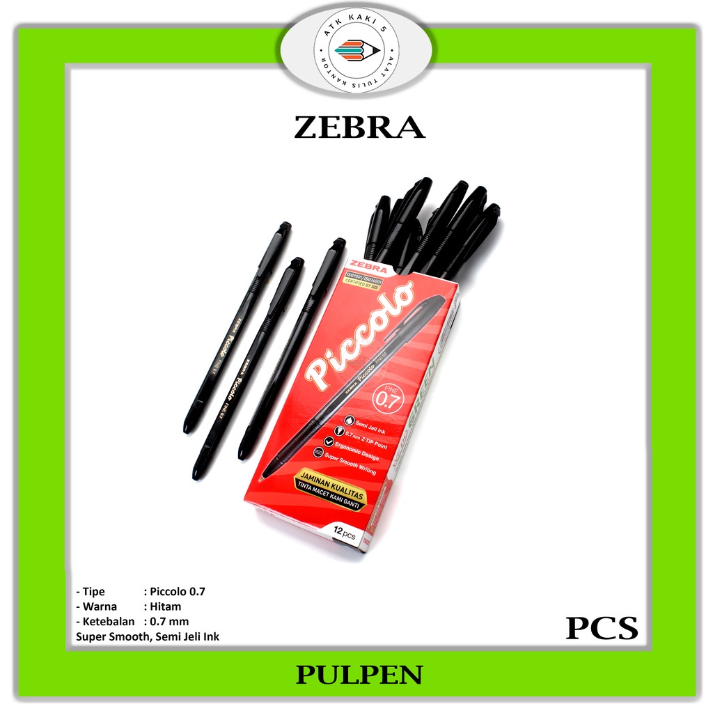 Jual ZEBRA - Pen Piccolo Pena, Pulpen, Ballpoint 0.7 HITAM - Harga ...
