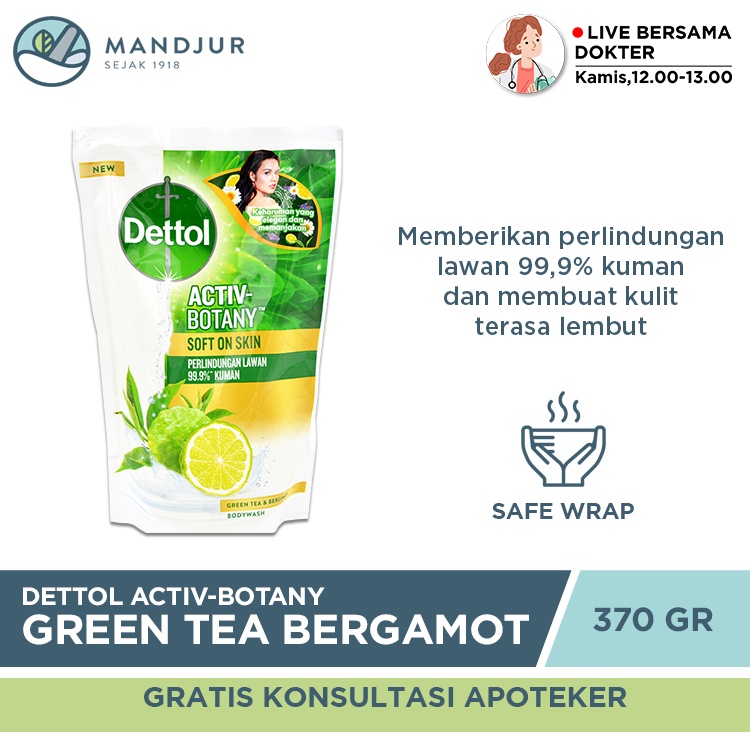 Jual Dettol Sabun Mandi Cair Activ-Botany Green Tea Bergamot 370 Gr | Shopee Indonesia