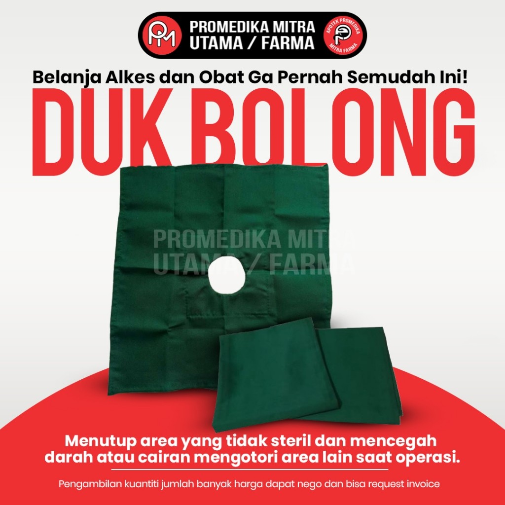 Jual Duk Bolong Polos steril warna Hijau | Duk Lubang berbag